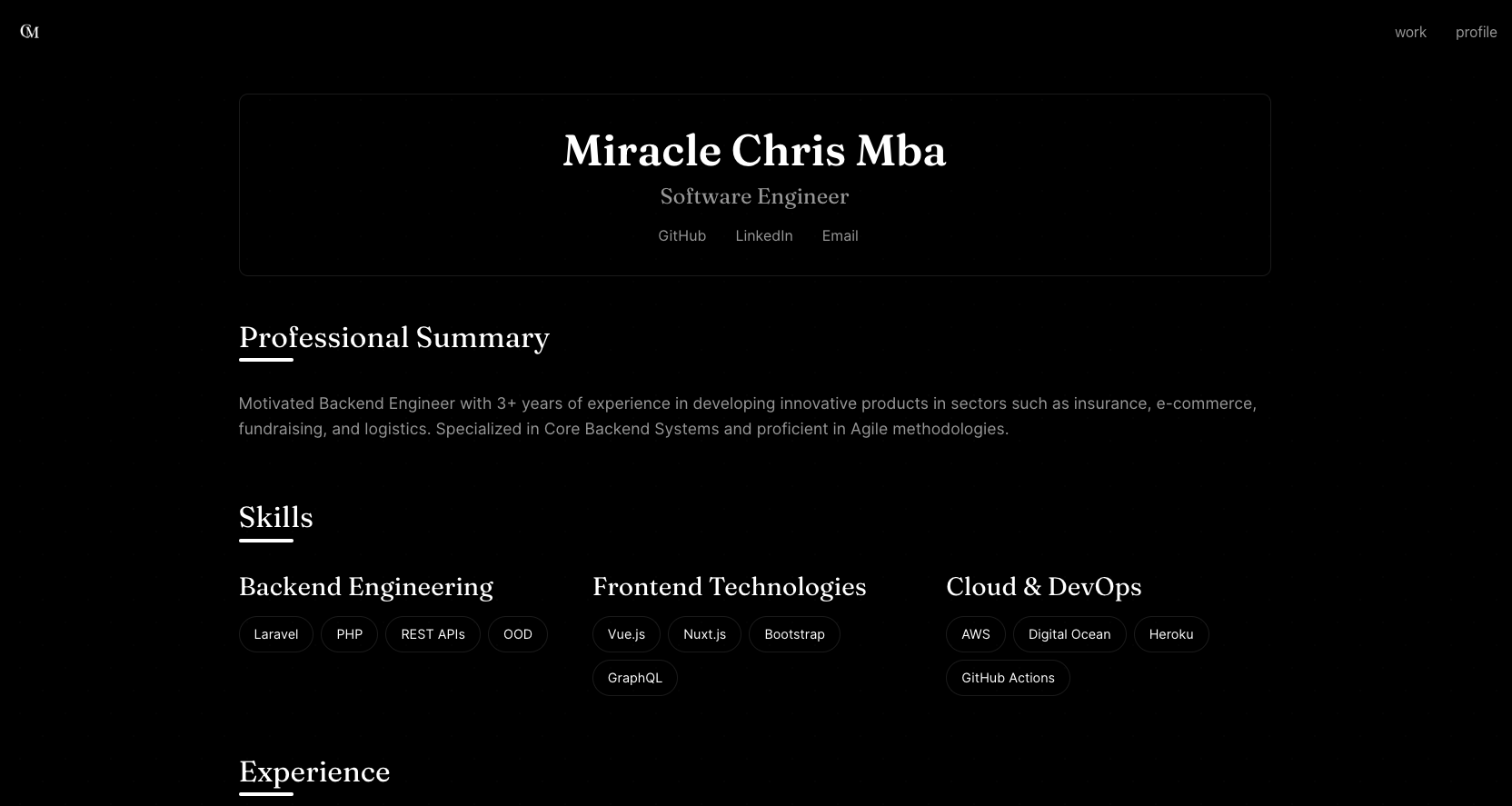 About Miracle Chris-Mba | Chris Portfolio | Chris Portfolio